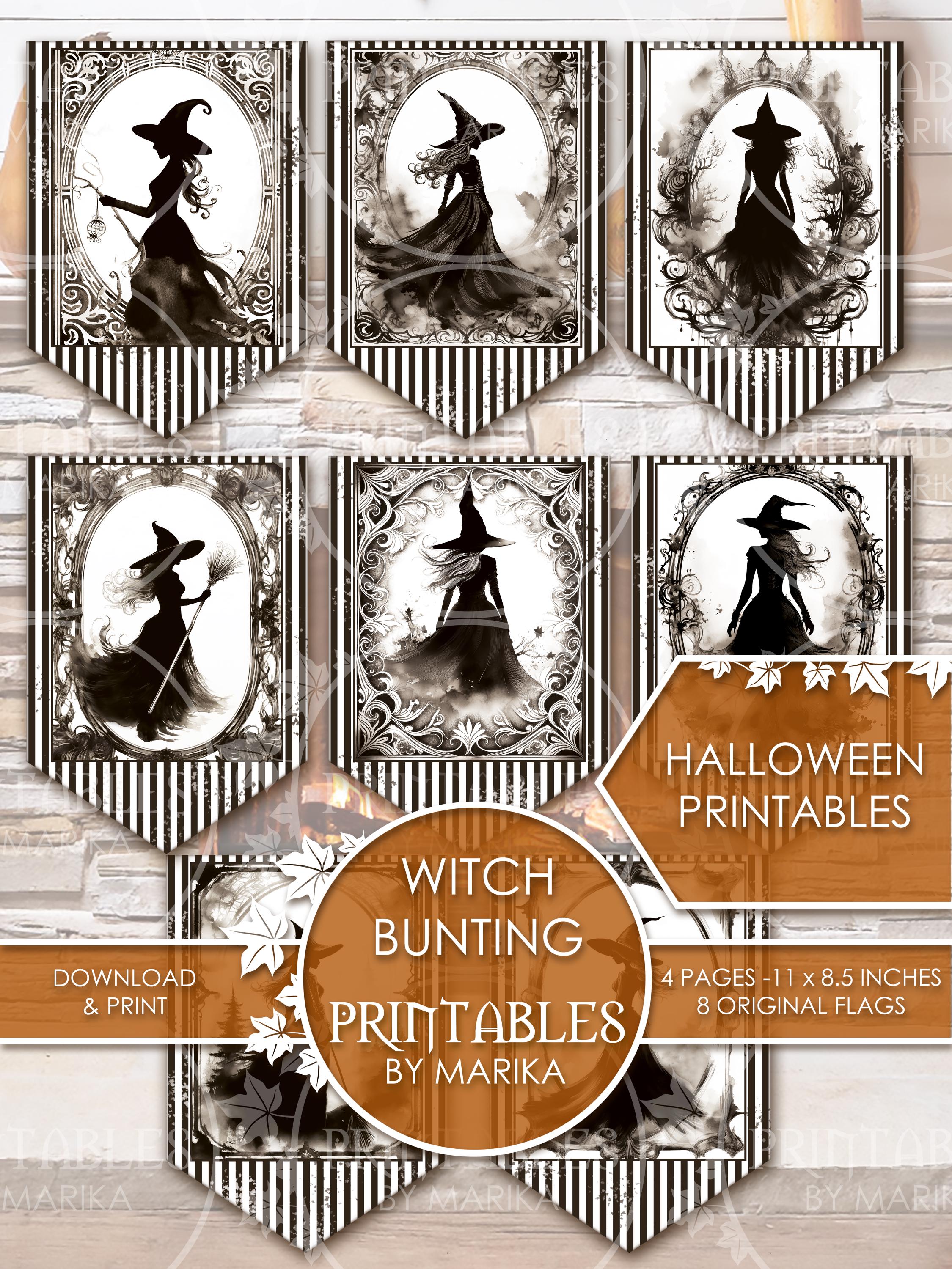 Printable Witch Bunting. Download and Print Halloween Bunting. Spooky ...