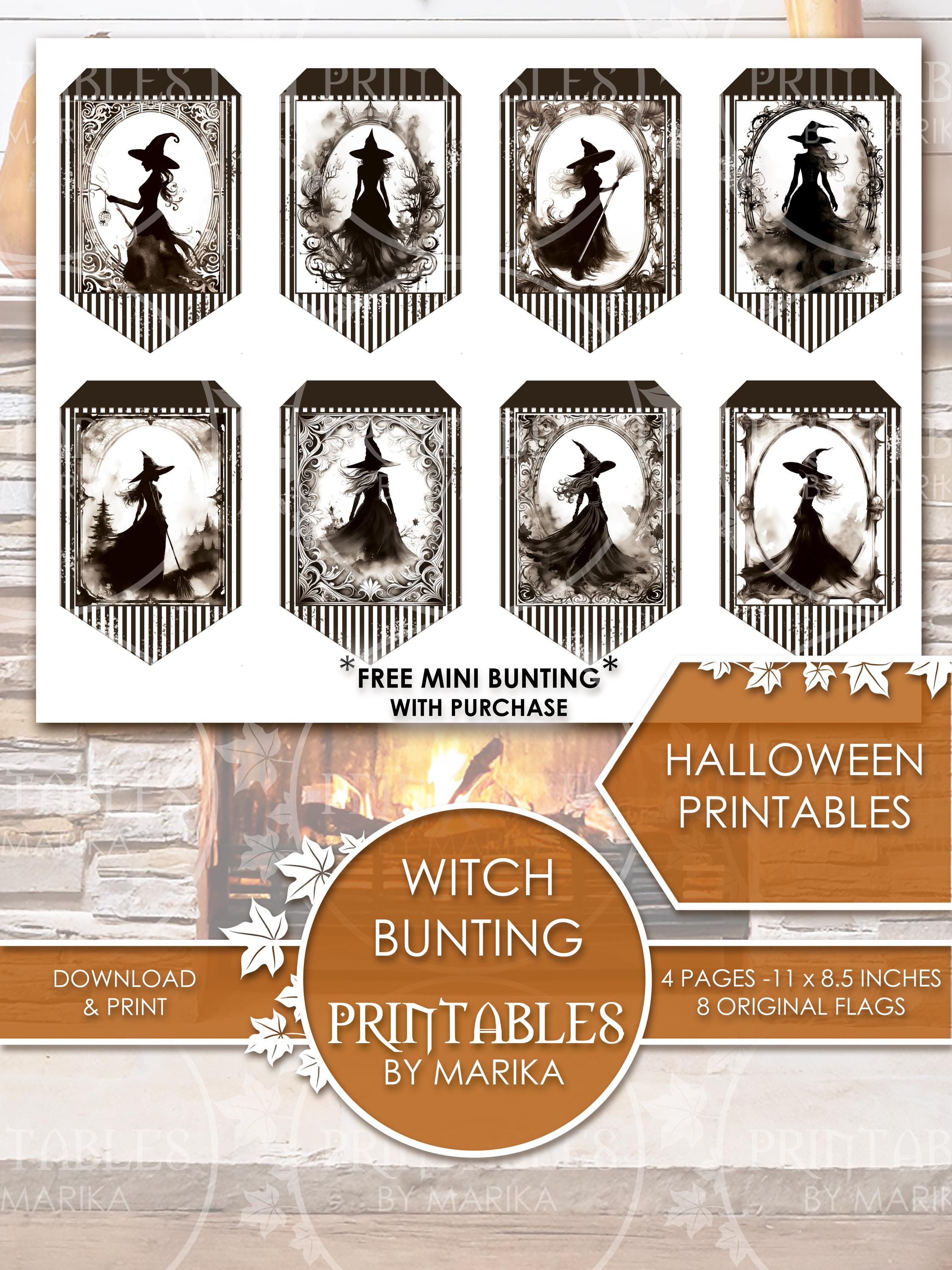 Printable Witch Bunting. Download and Print Halloween Bunting. Spooky ...