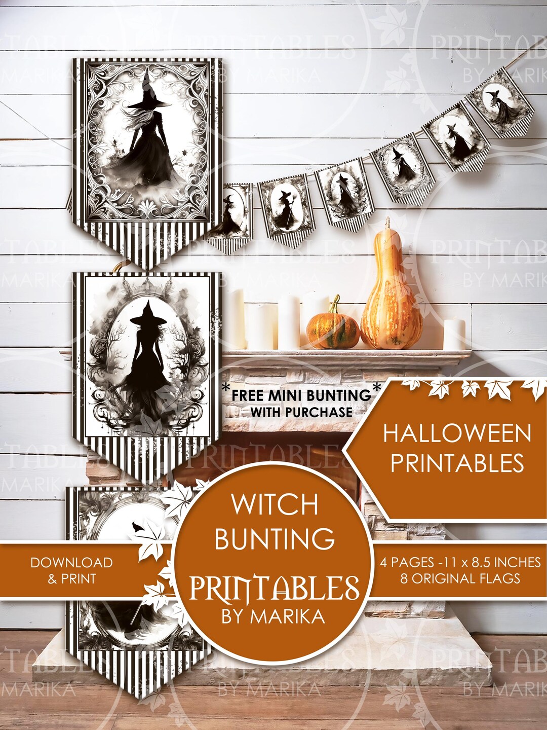 Printable Witch Bunting. Download and Print Halloween Bunting. Spooky ...