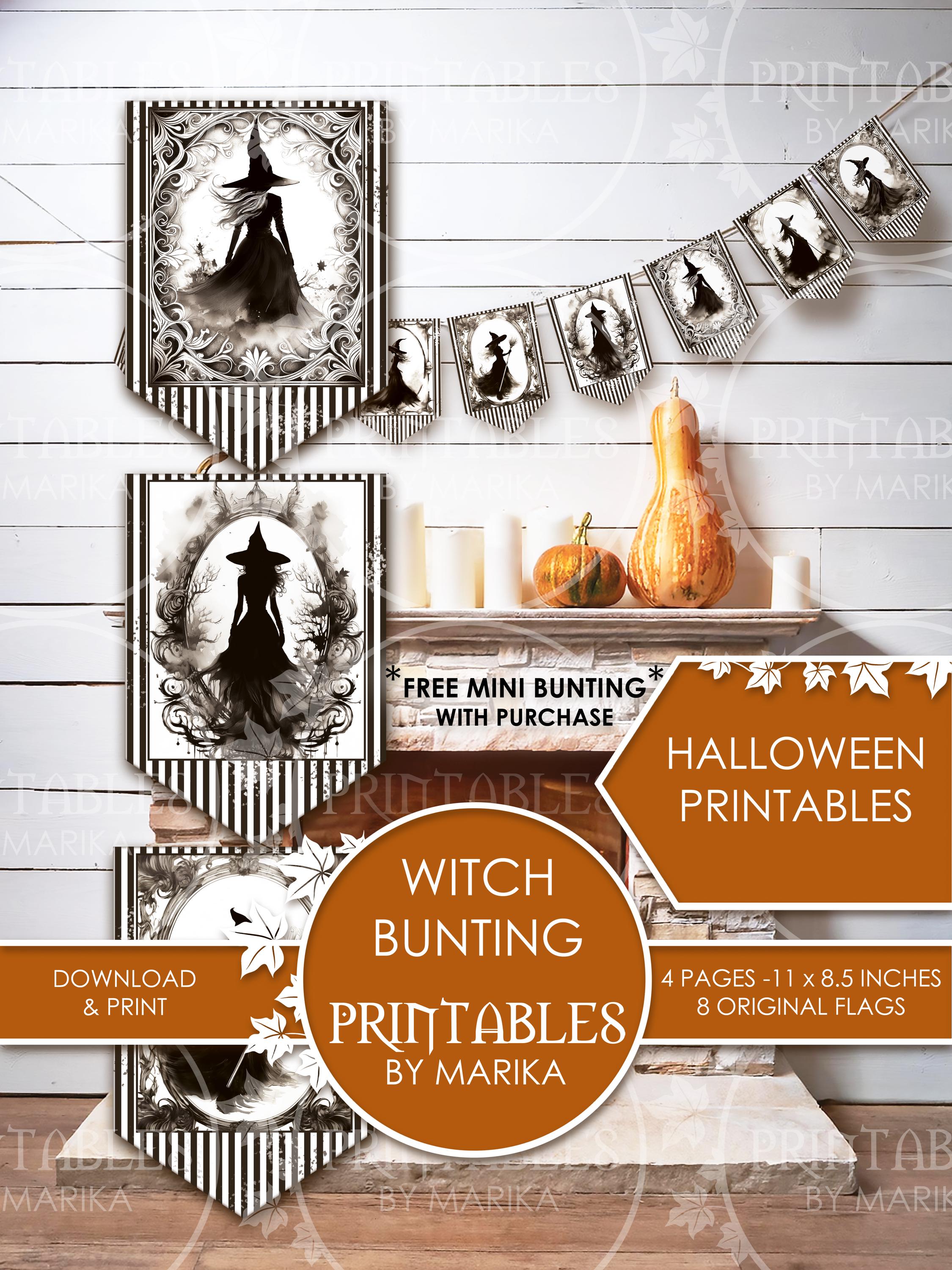 Printable Witch Bunting. Download and Print Halloween Bunting. Spooky ...