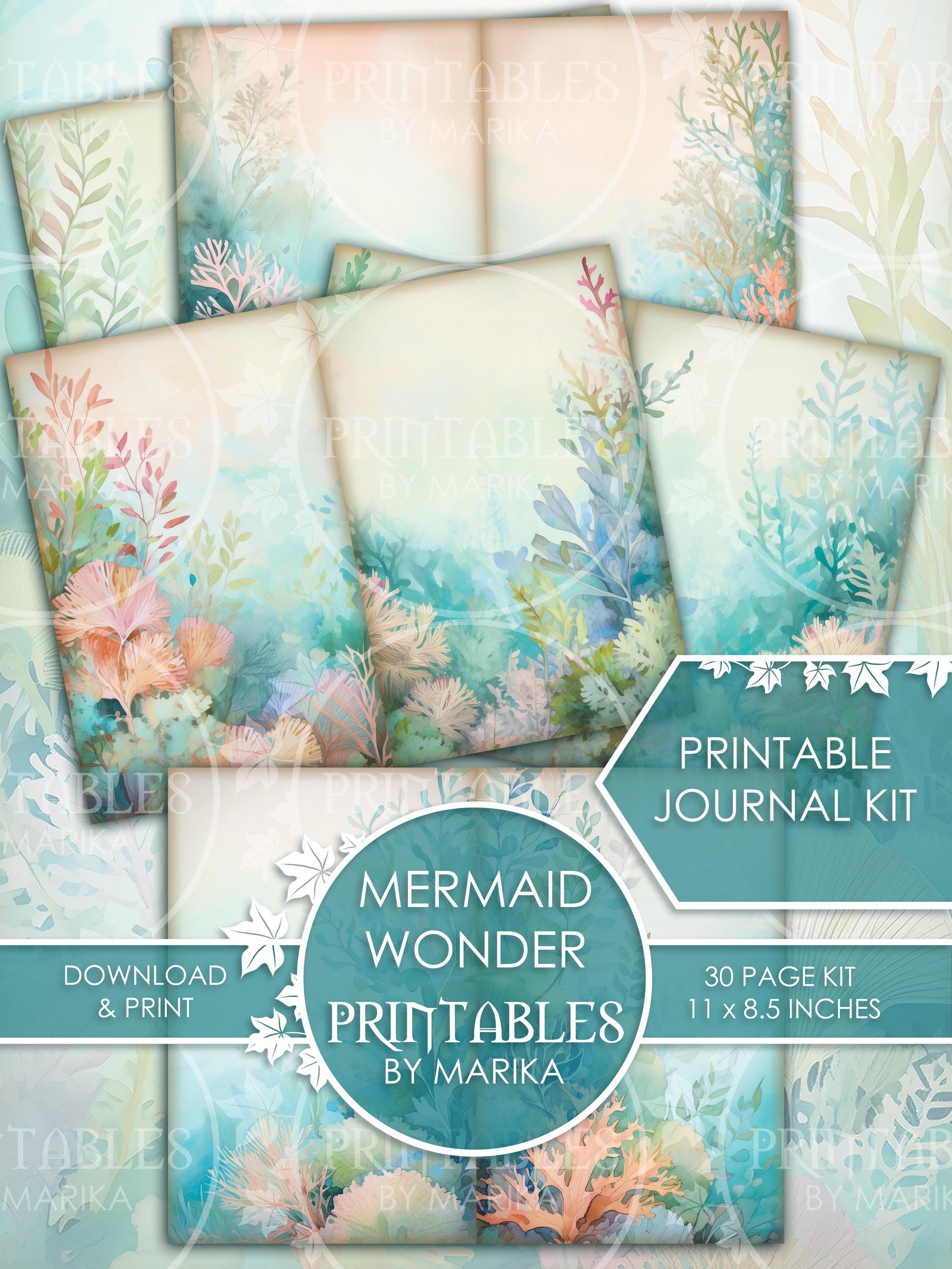 Mermaid Wonder Junk Journal Kit. Printable Mermaid Digital Downloads ...