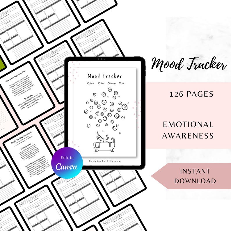 Mood Tracker Printable, A Year in Pixels, Mood Journal, Emotion Tracker ...