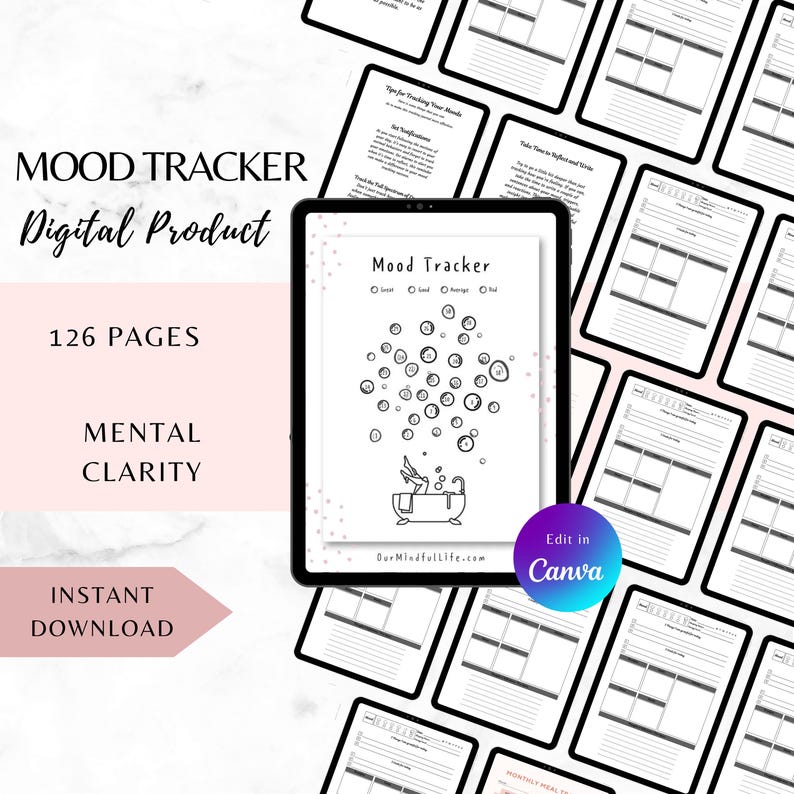 Mood Tracker Printable, A Year in Pixels, Mood Journal, Emotion Tracker ...