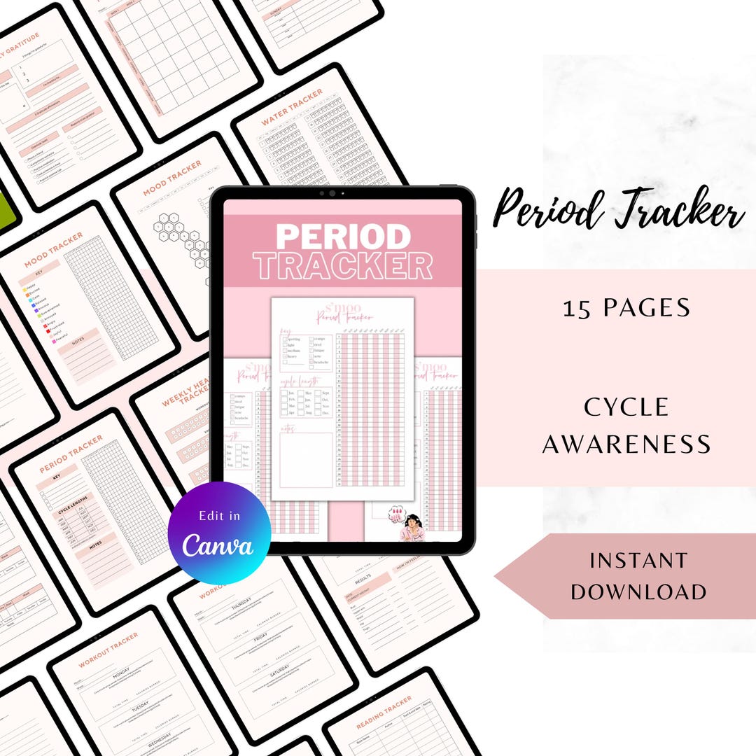 Digital Period Tracker | Printable Wellness Journal | Menstrual Cycle ...