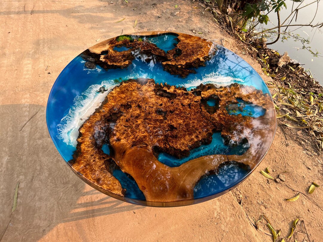 Resin Ocean Wave Coffee Table, Live Edge Coffee Table , Custom Order ...