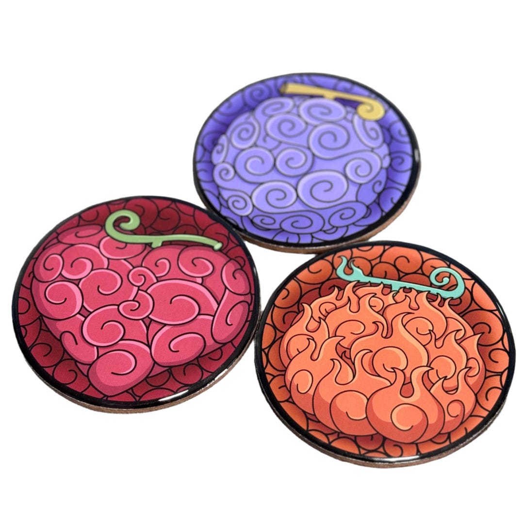 Devil Fruit Resin Coated Coasters - Etsy