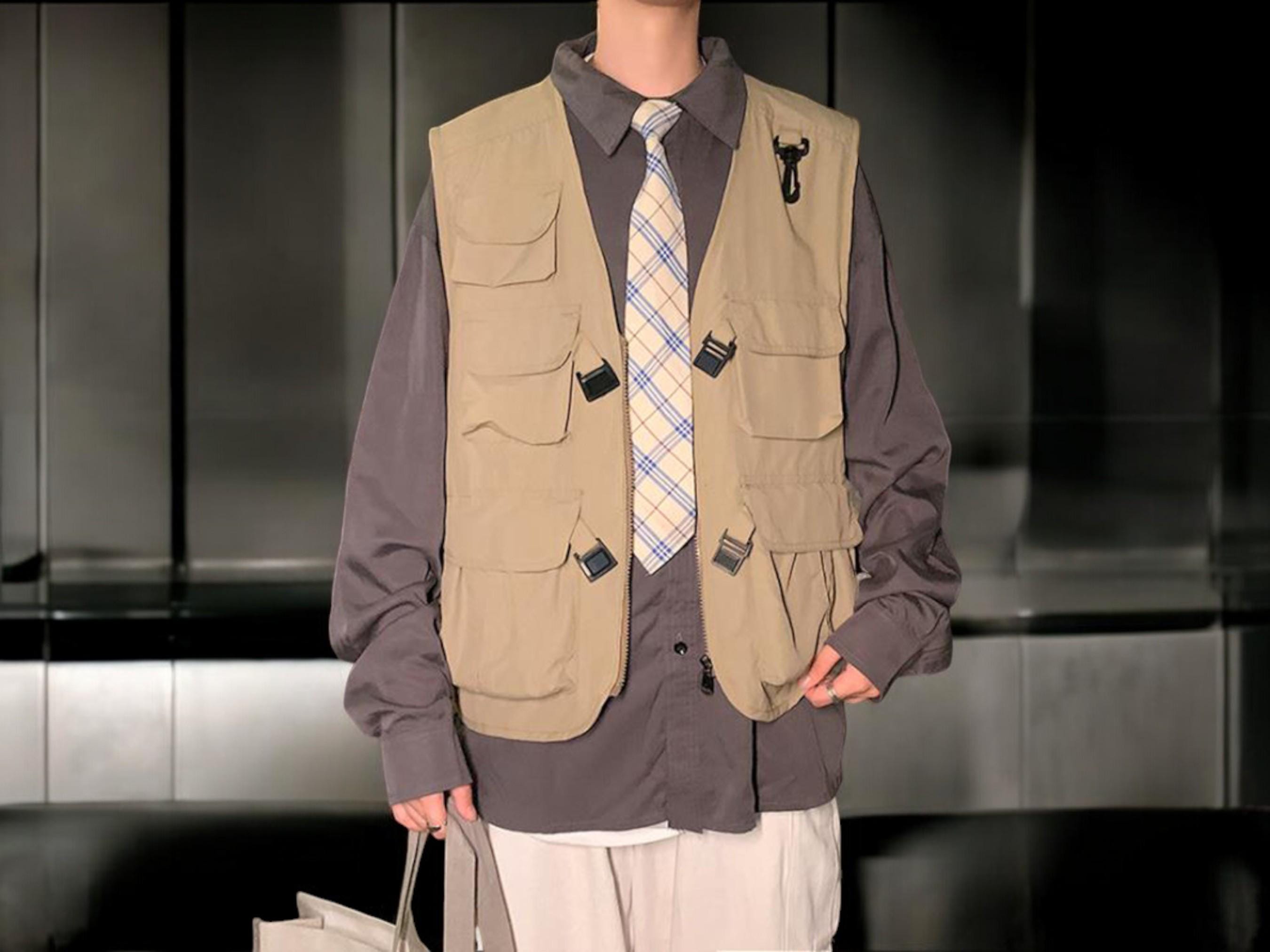 Men's Tooling Vest | Multi-pocket Gilet Coat | Sleeveless Cargo Jacket ...