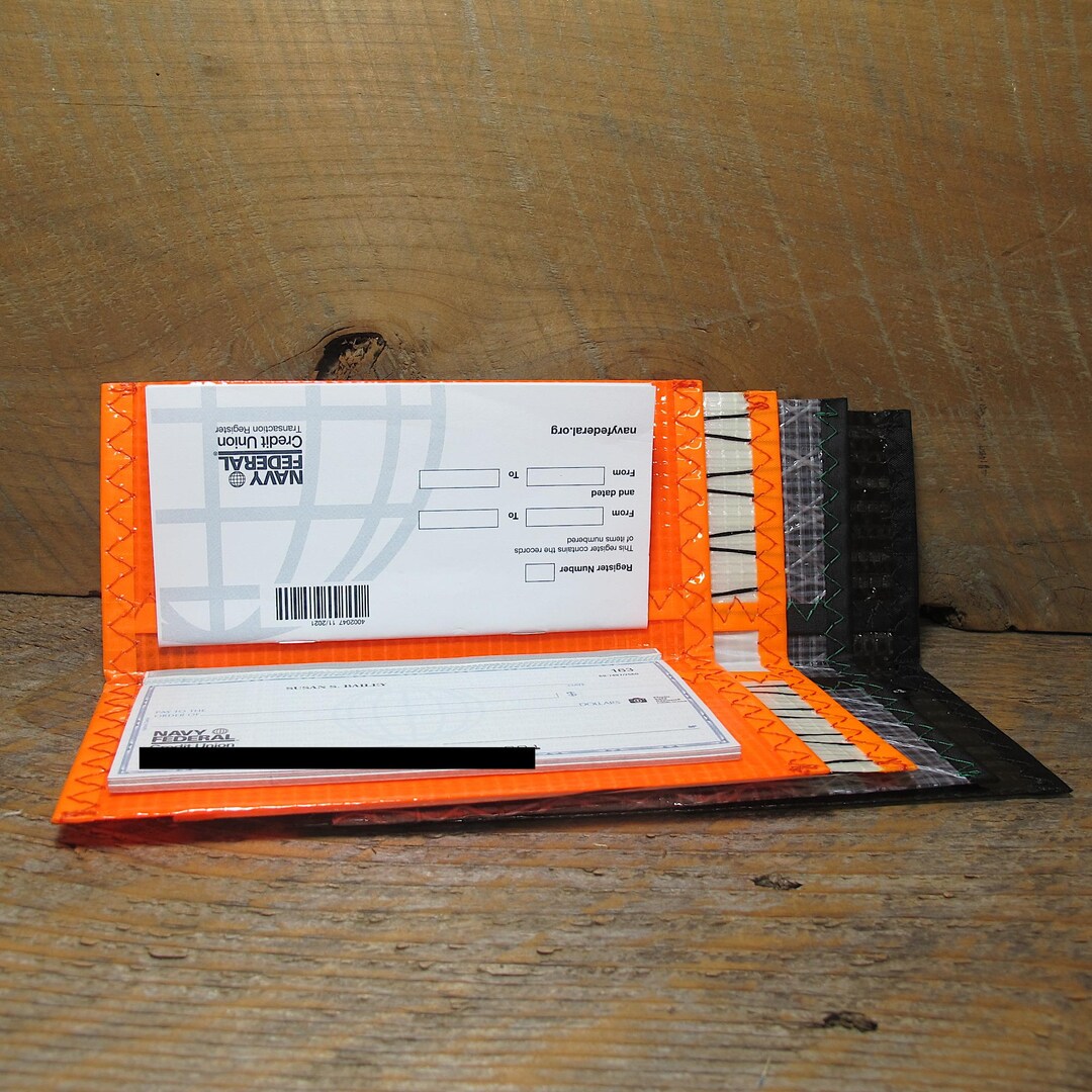 Checkbook Cover or Cash Envelope Vegan USA Made Orange - Etsy