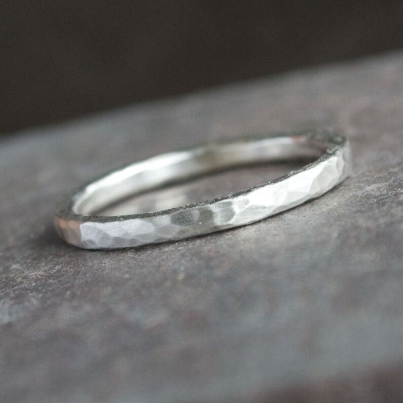 Hammered Sterling Silver Ring Band in Brushed Matte Finish - Etsy