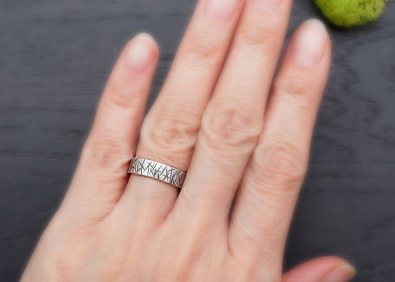 Abstract Silver Ring Band Silver Band Lined Ring Silver - Etsy