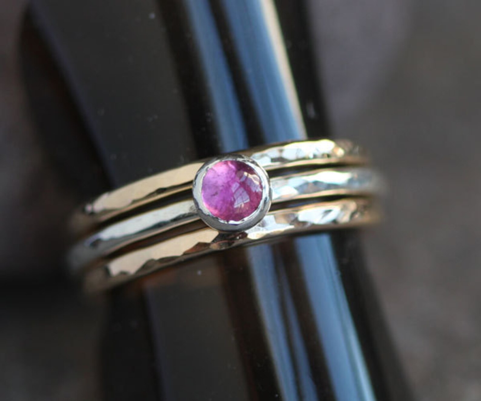 Pink Tourmaline Ring Pink Tourmaline Silver Stacking Ring - Etsy