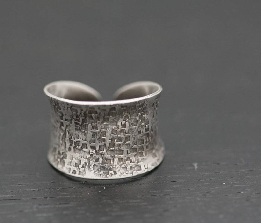 Customized Wide Band Silver Ring Sterling Silver Ring Cuff Personalized ...