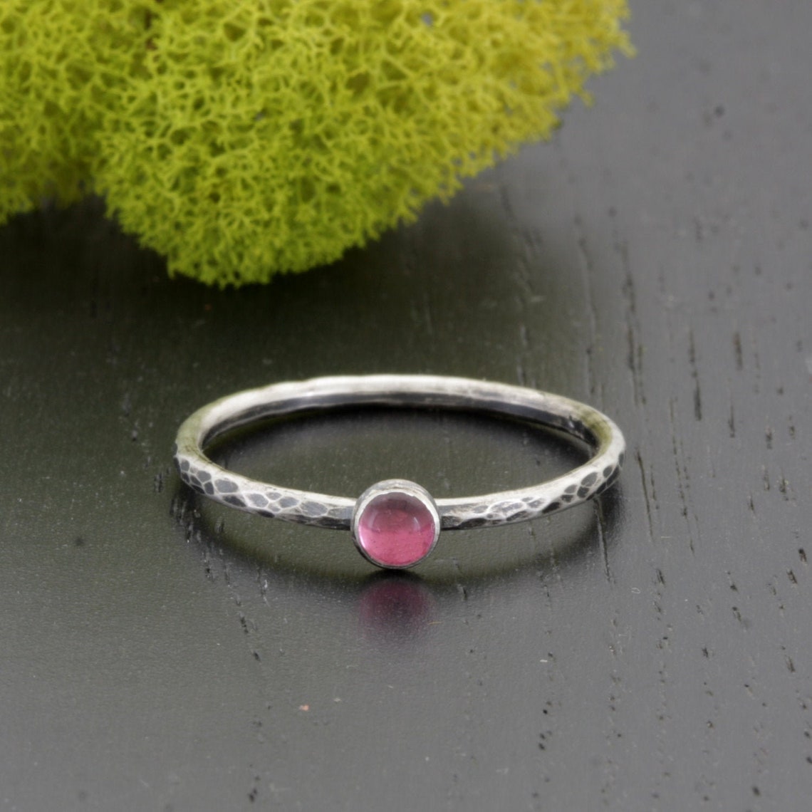 Pink Tourmaline Ring Pink Tourmaline Silver Stacking Ring - Etsy