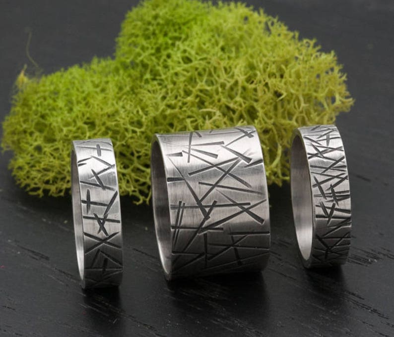 Abstract Silver Ring Band Silver Band Lined Ring Silver - Etsy