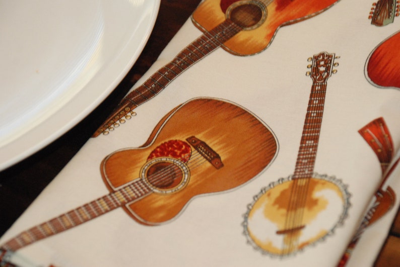 Banjo Guitar Cloth Dinner Napkins Modern Eco Friendly Set - Etsy
