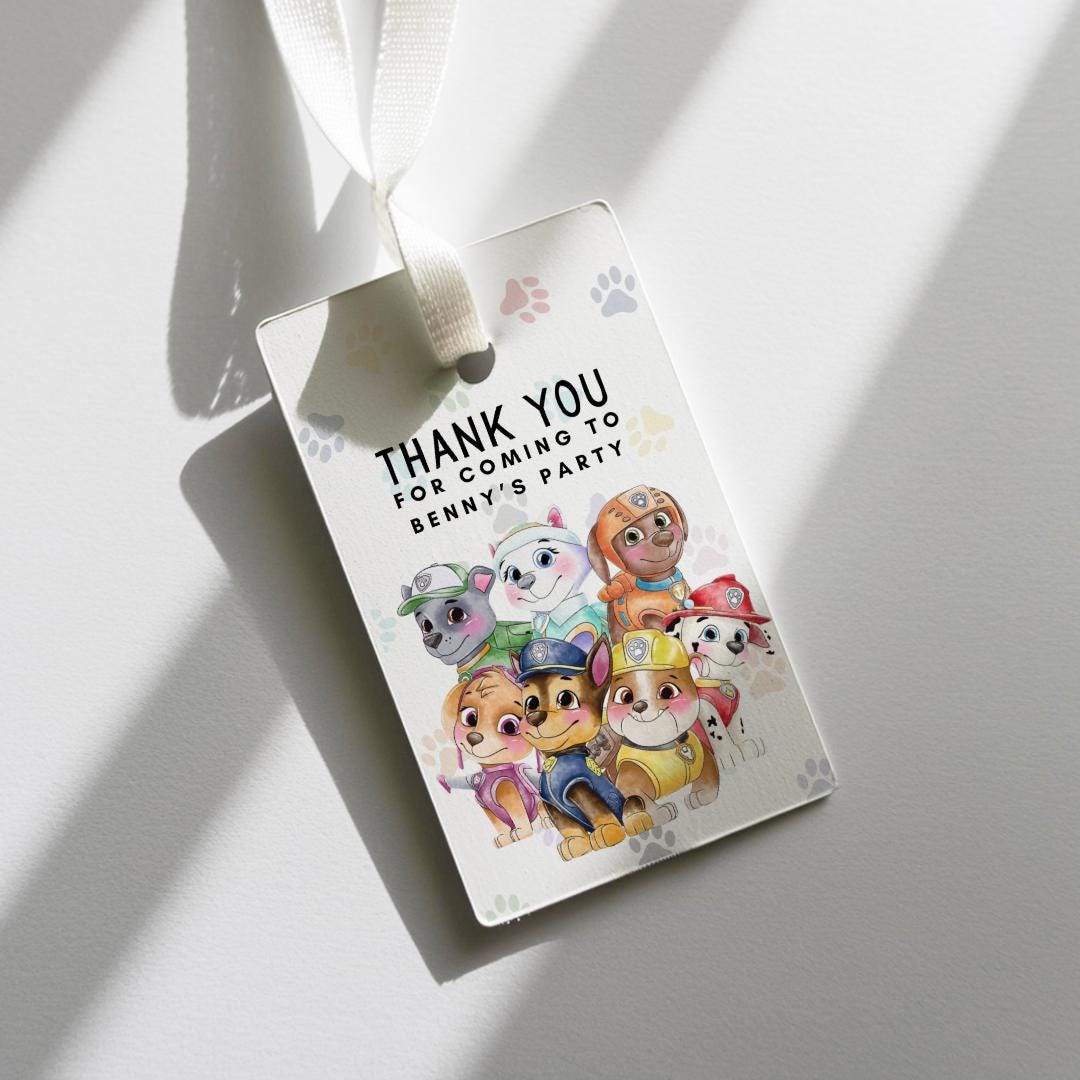 Watercolor Paw-ty Gift Tags: Birthday Thank You (printable and Editable ...