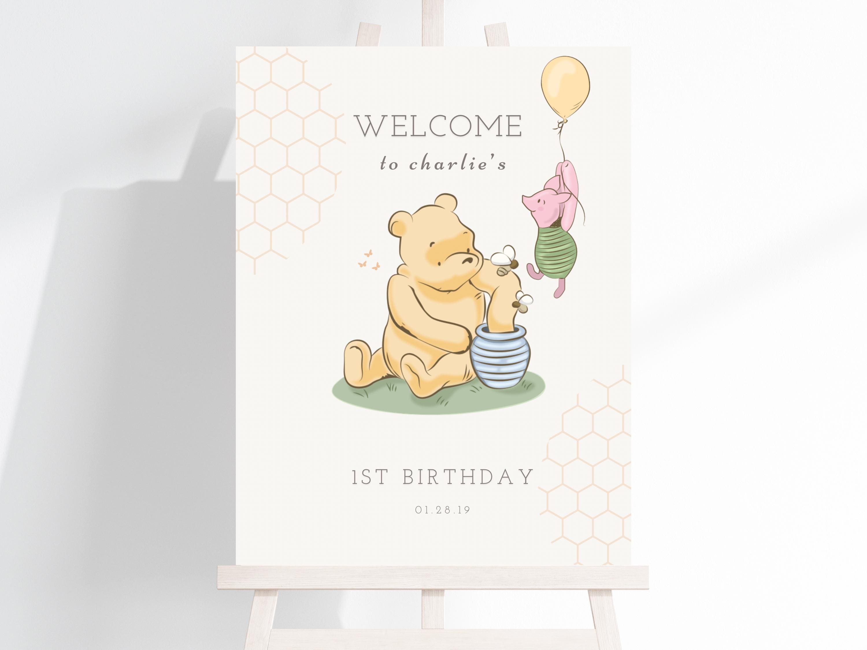 Editable Classic Winnie the Pooh Welcome Sign Template, Winnie the Pooh ...