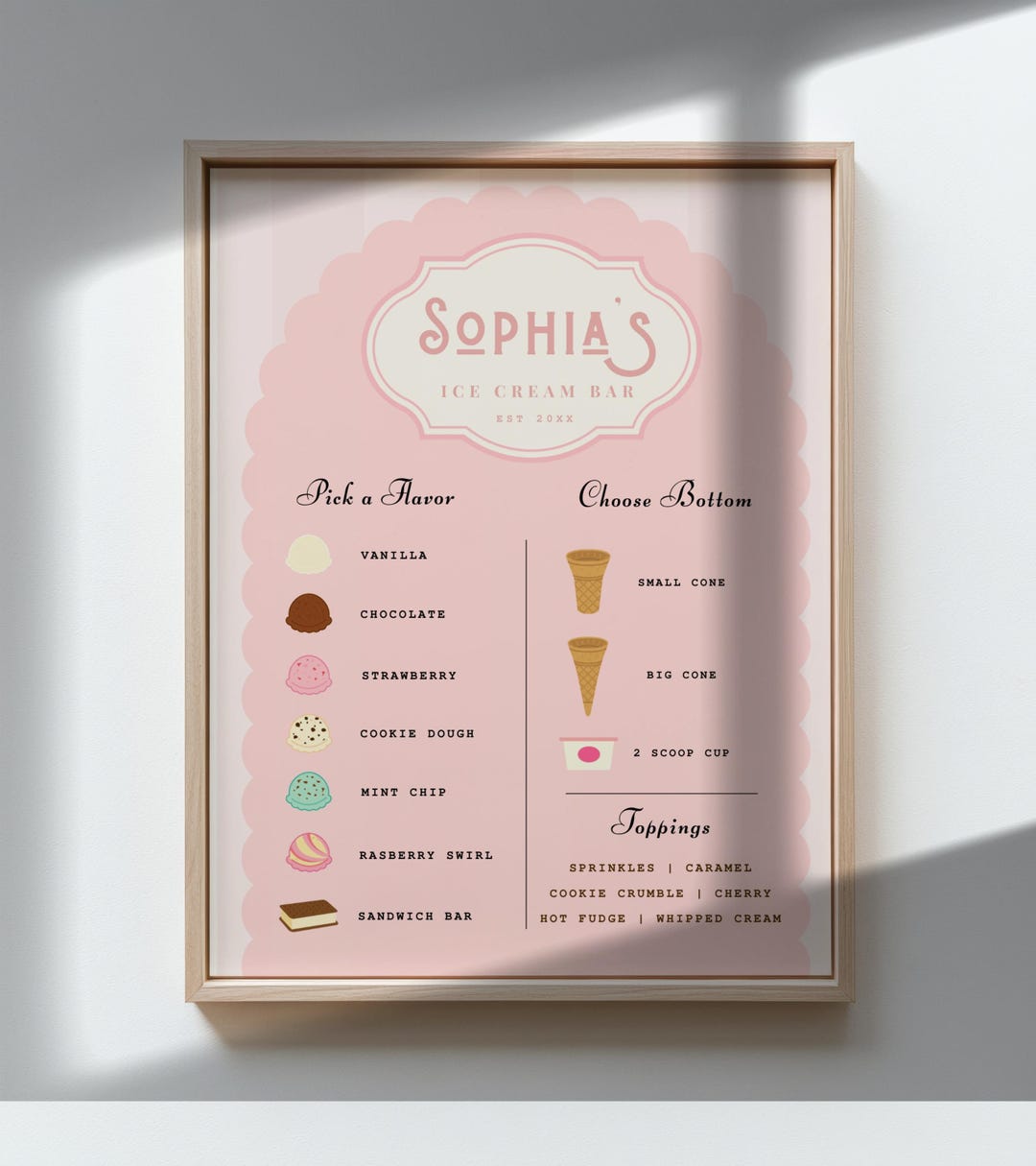 Editable Ice Cream Bar Menu Sign, Printable Ice Cream Bar Sign, Ice ...