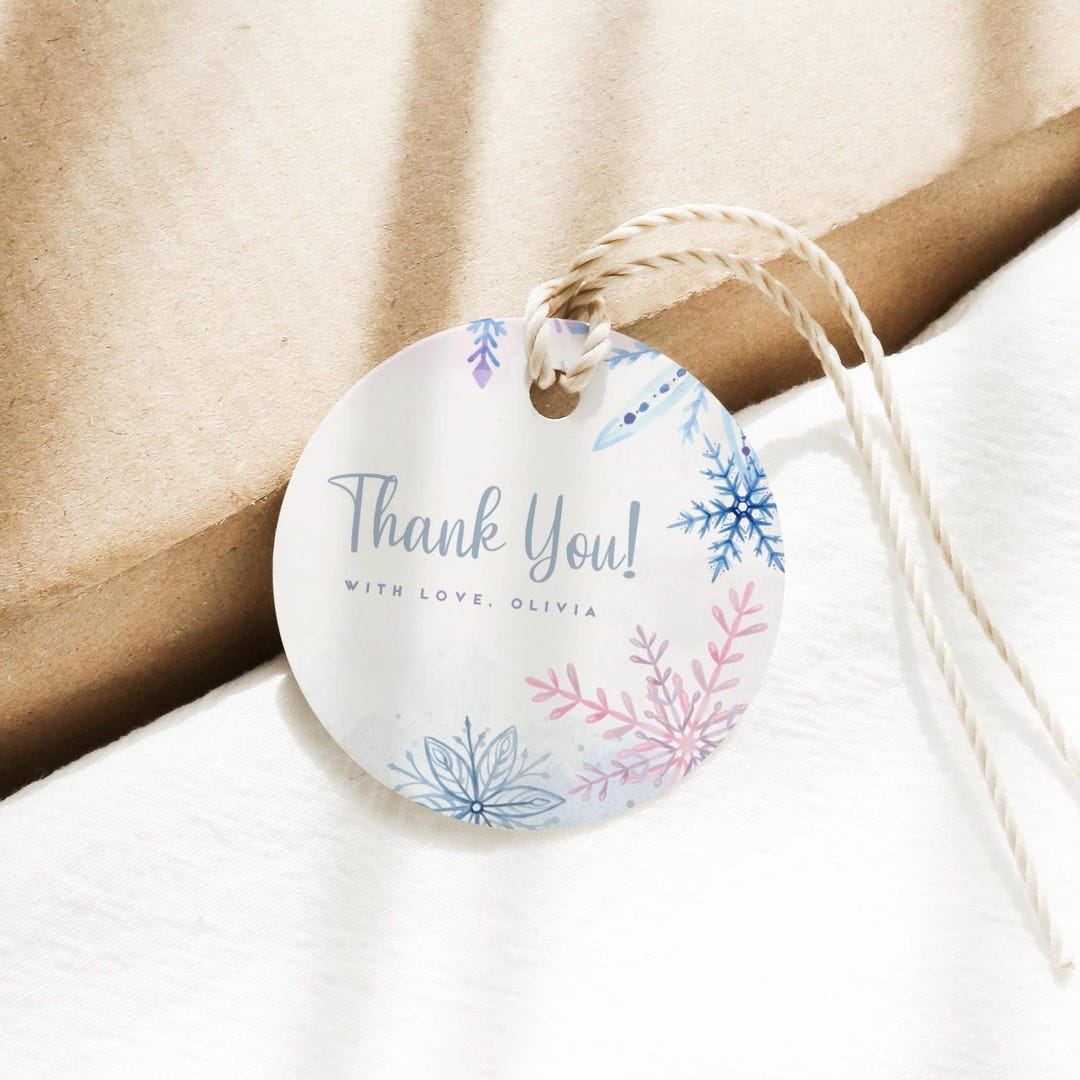Winter Snowflake Theme Birthday Favor Tag: Editable Template (digital ...