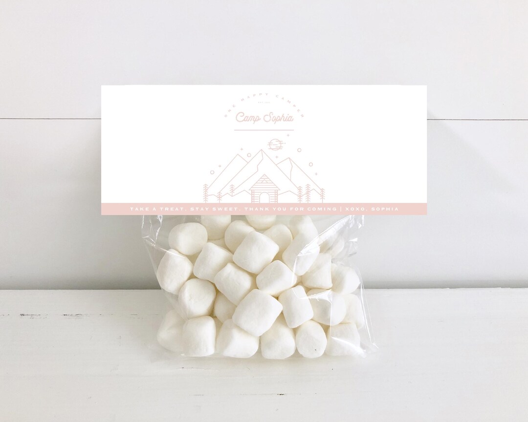 One Happy Camper Birthday Smores Label, Girls Camp Theme Party Favor ...
