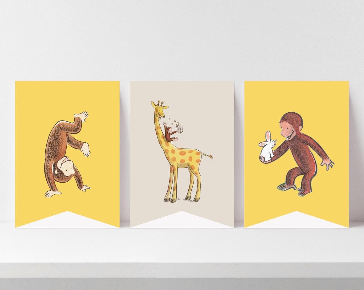 Editable Curious George Gift Tags: Birthday Thank You (digital) - Etsy