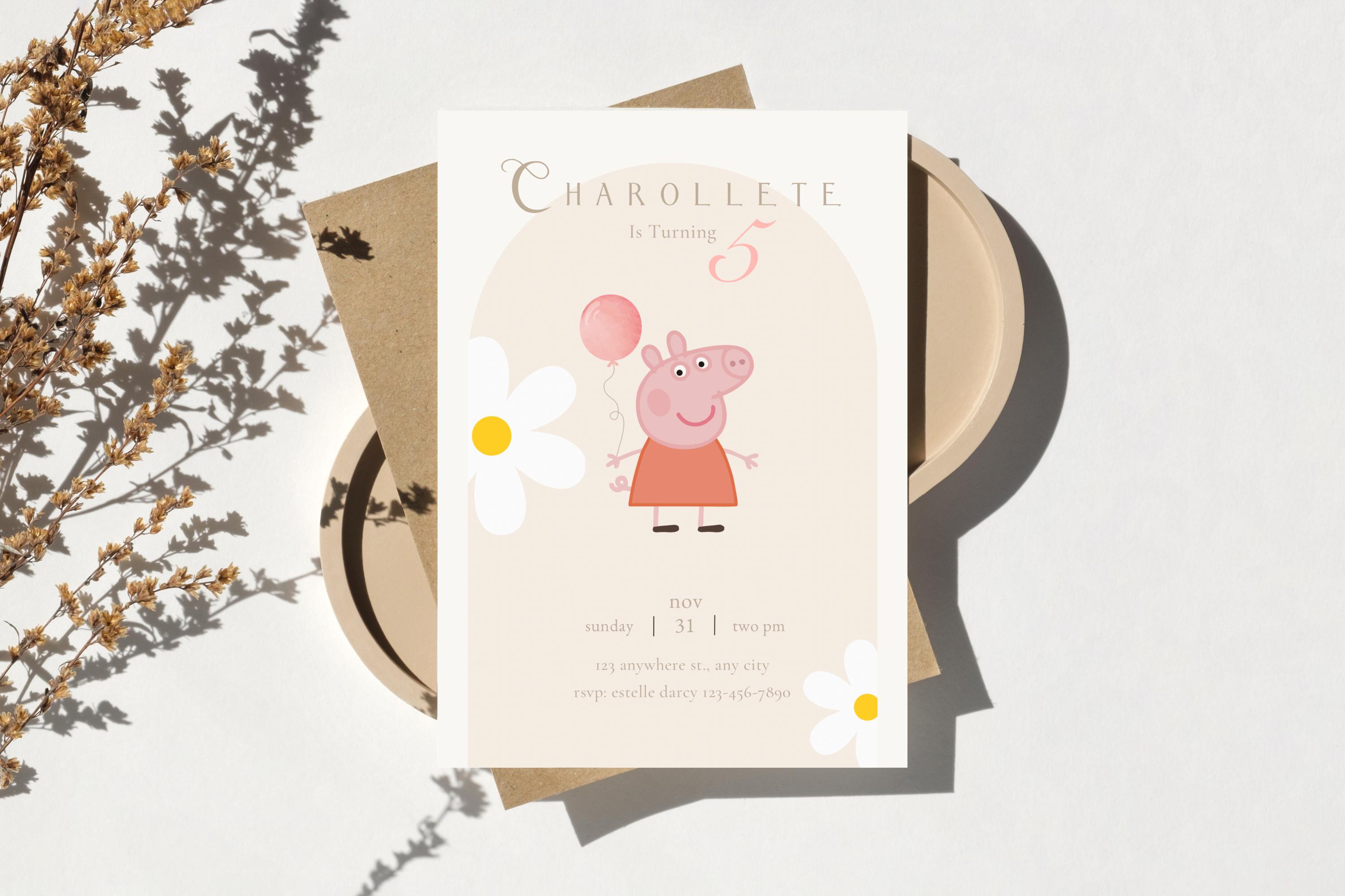 Editable Pig Birthday Invitation, Easy Editable, Peppa Pig Party Invite ...