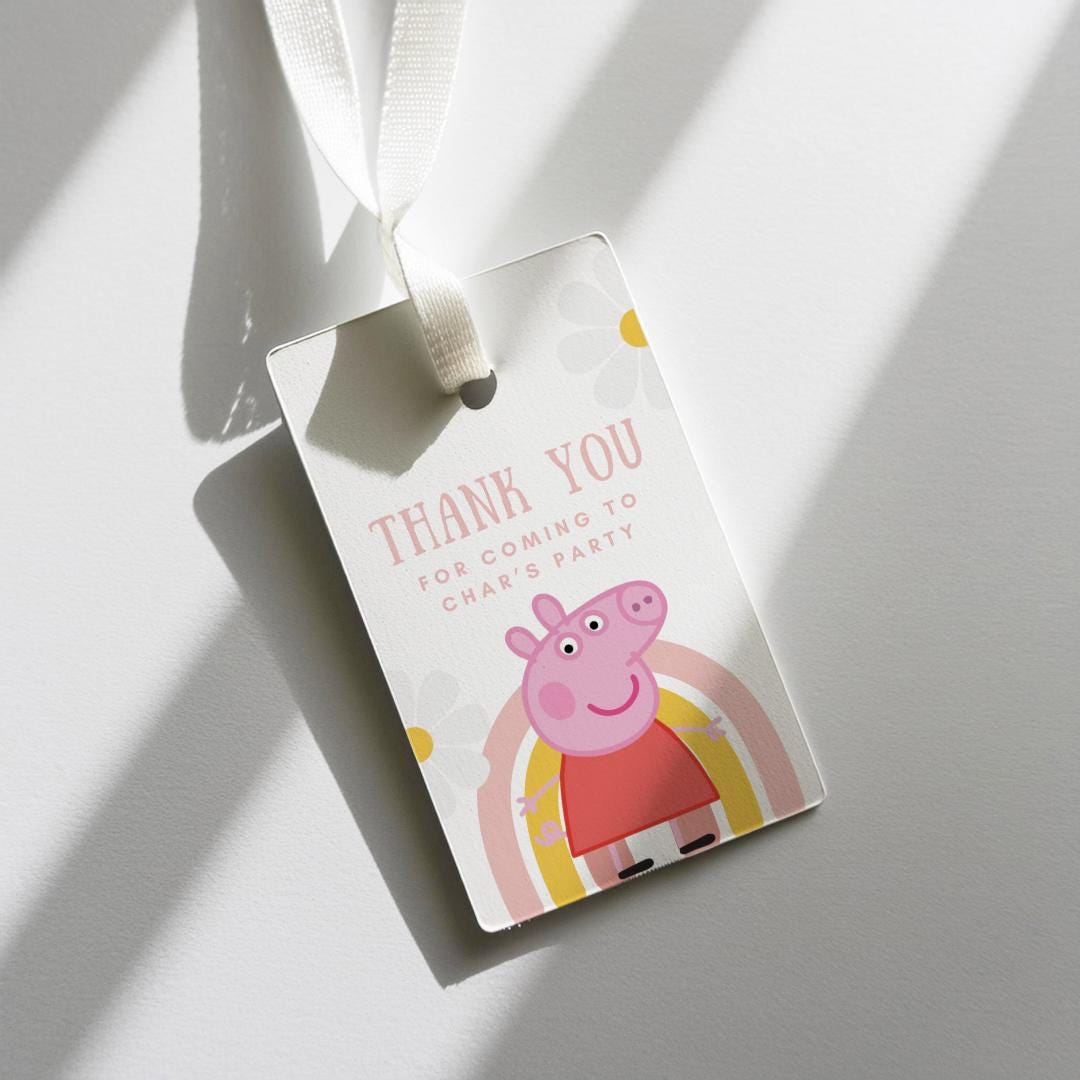 Editable Pink Pig Gift Tags, Happy Birthday Thank You Gift Tags ...