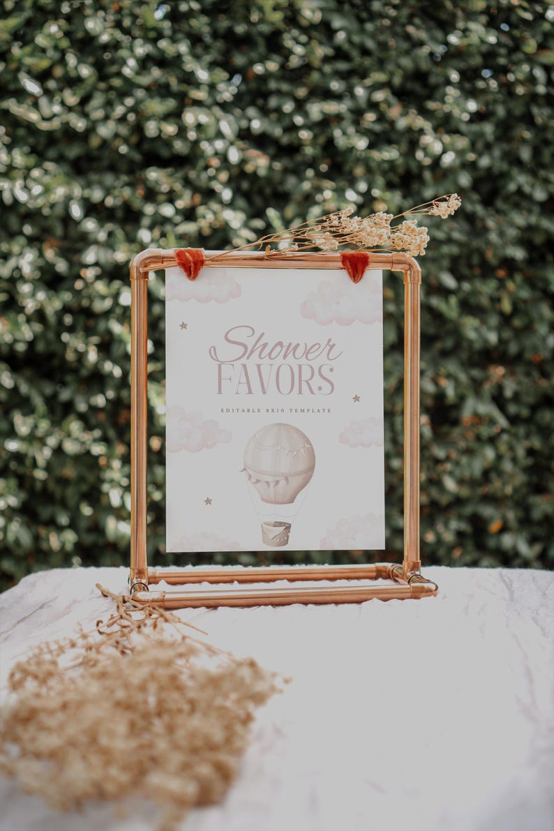 Hot Air Balloon Baby Shower Table Sign, up up Away Theme (instant ...