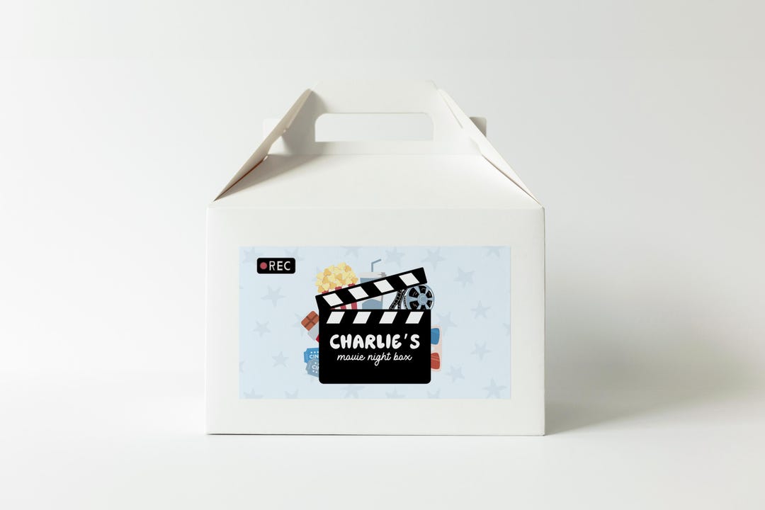 Editable Cinema Gable Box Labels: Movie Night Party (digital Template ...
