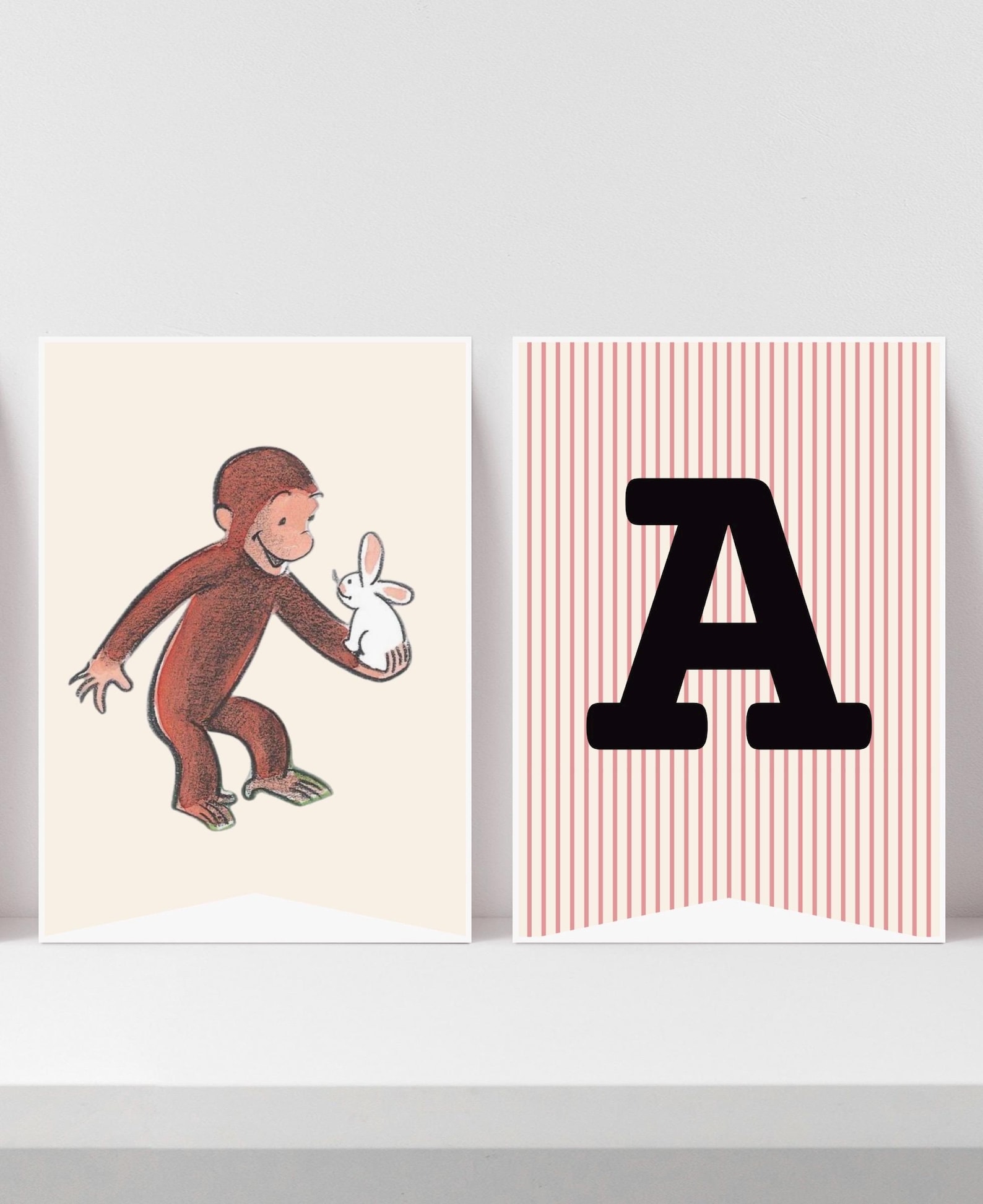 Vintage Curious George Banner Sign Template: Classic Monkey Party Decor ...