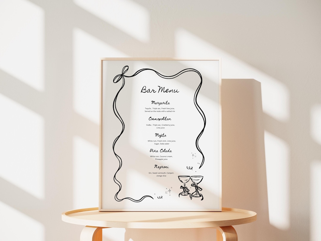 Vintage Coquette Beverage Menu Template: Whimsical Party (digital ...