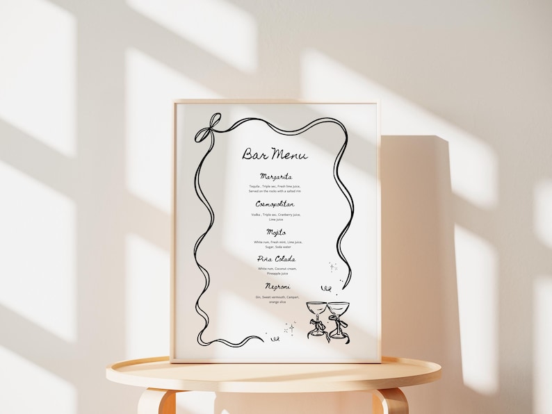 Vintage Coquette Beverage Menu Template: Whimsical Party (digital ...