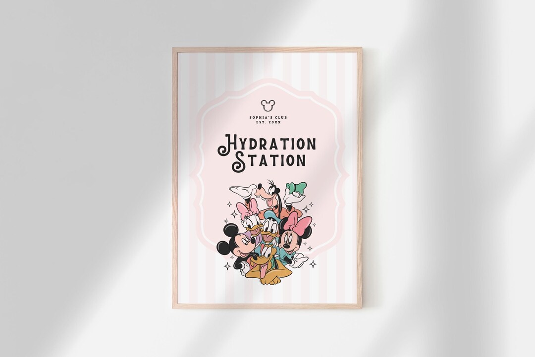 Magical Mickey Stationary Sign | Hydration Stationary Sign | Pink Girls ...