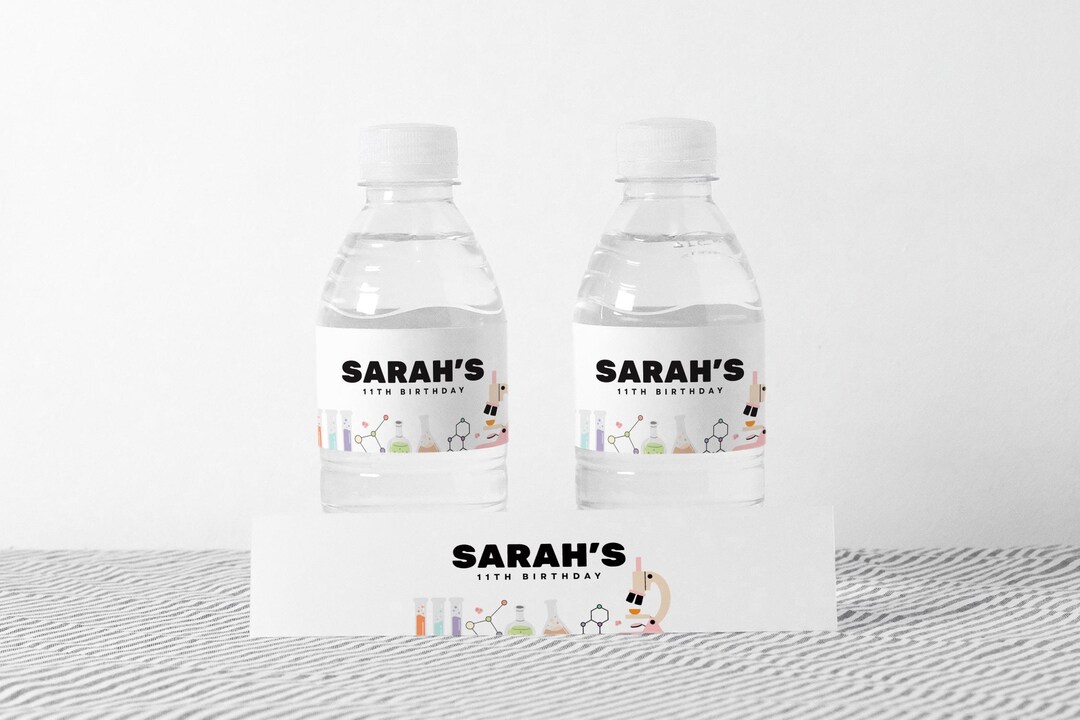 Scientist Birthday Water Bottle Label, Printable Science Party ...