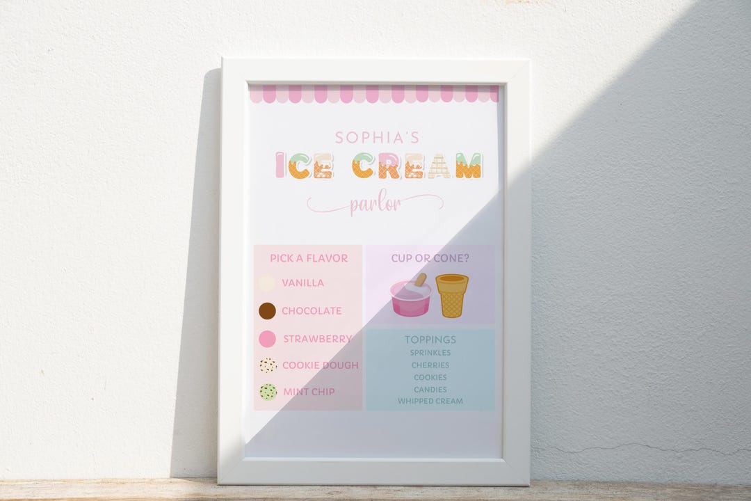 Editable Ice Cream Bar Menu Sign, Printable Ice Cream Bar Sign, Ice ...