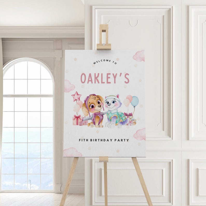 Editable Watercolor Paw - Pawty Welcome Board, Printable Welcome Sign ...