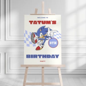 Editable Modern Sonic Birthday Welcome Sign, Printable Birthday Board ...