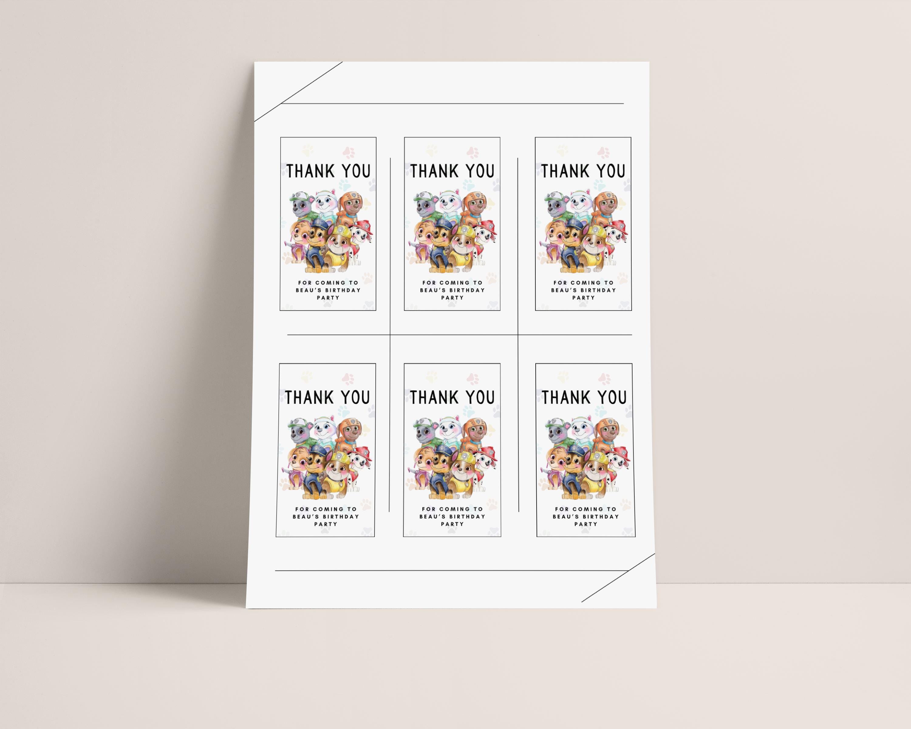Watercolor Paw-ty Gift Tags: Birthday Thank You (printable and Editable ...