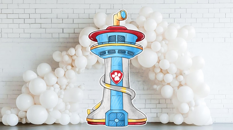 Heroic Pups Tower Cutout: Pawty Decorations, Stand up Prop (digital ...