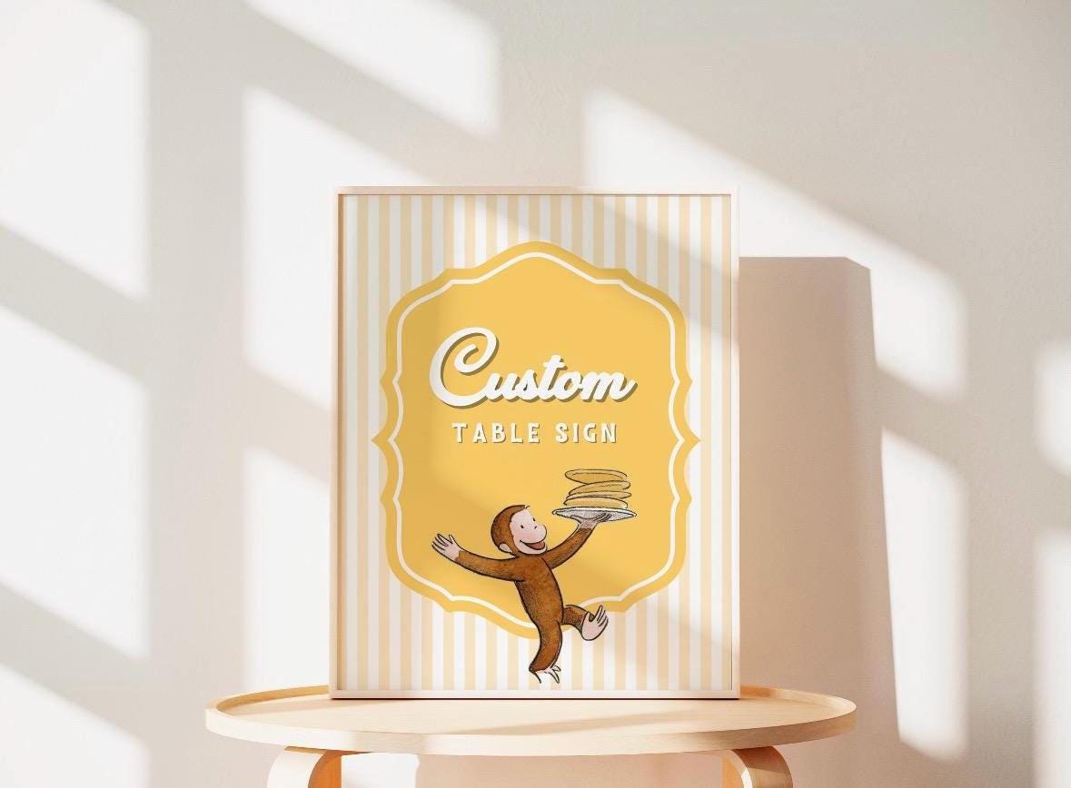 Editable Curious George Gift Tags: Birthday Thank You (digital) - Etsy