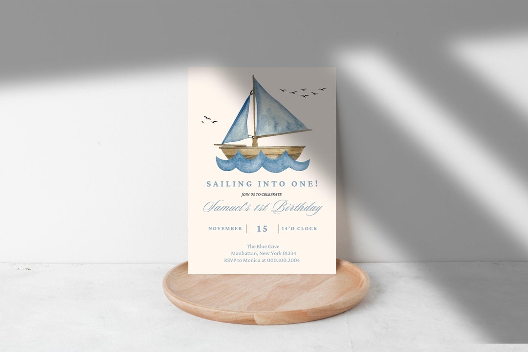 Sailor Birthday Invitation, Sailing Boat Invite, Editable Digital ...