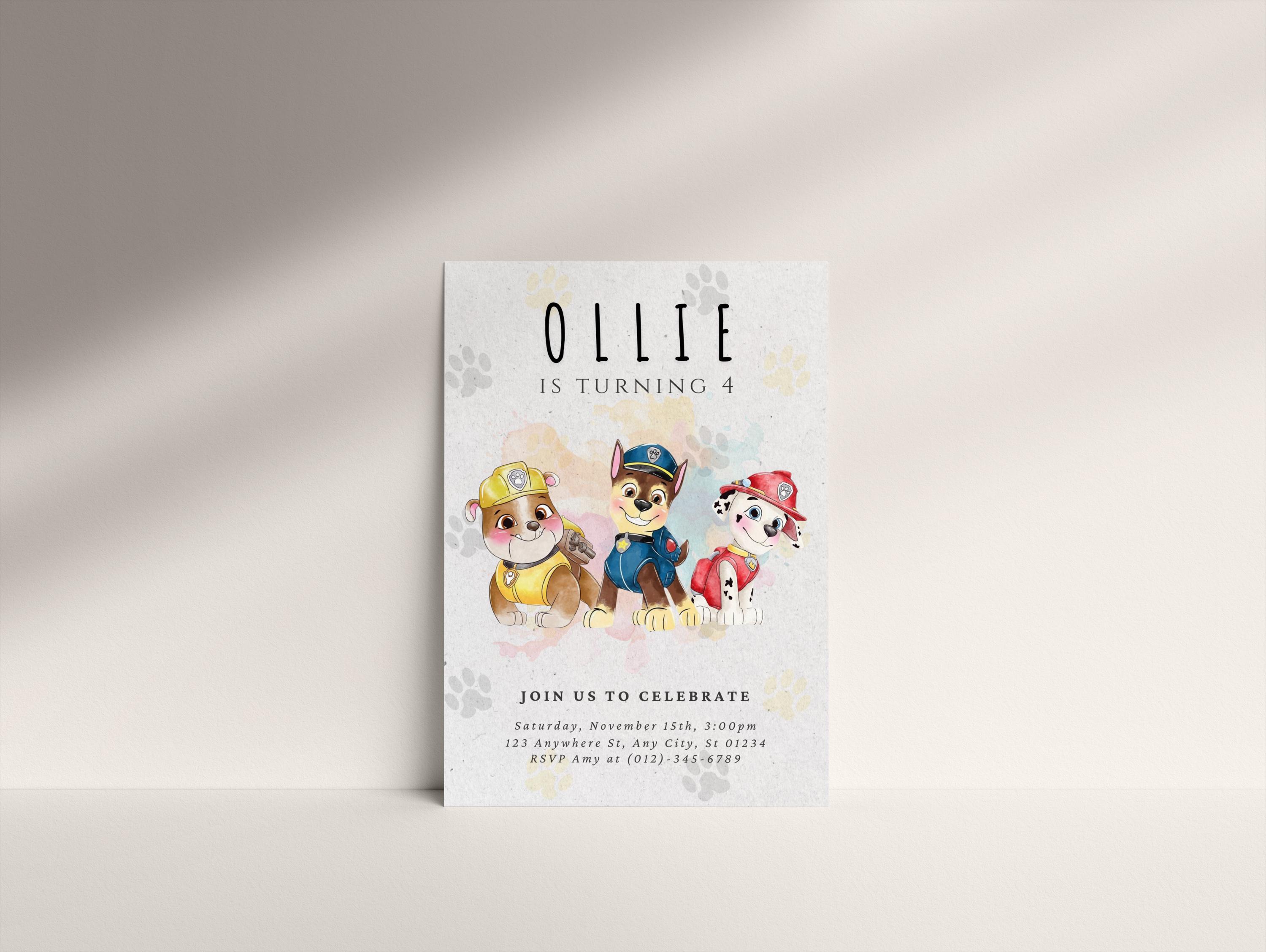 Editable Paw Party, Heroic Pups Invitation, Puppy Invite, Editable and ...