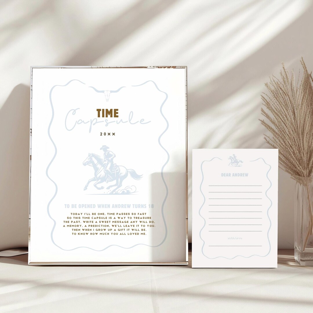 First Rodeo Birthday Time Capsule, Editable Cowboy Birthday Time ...
