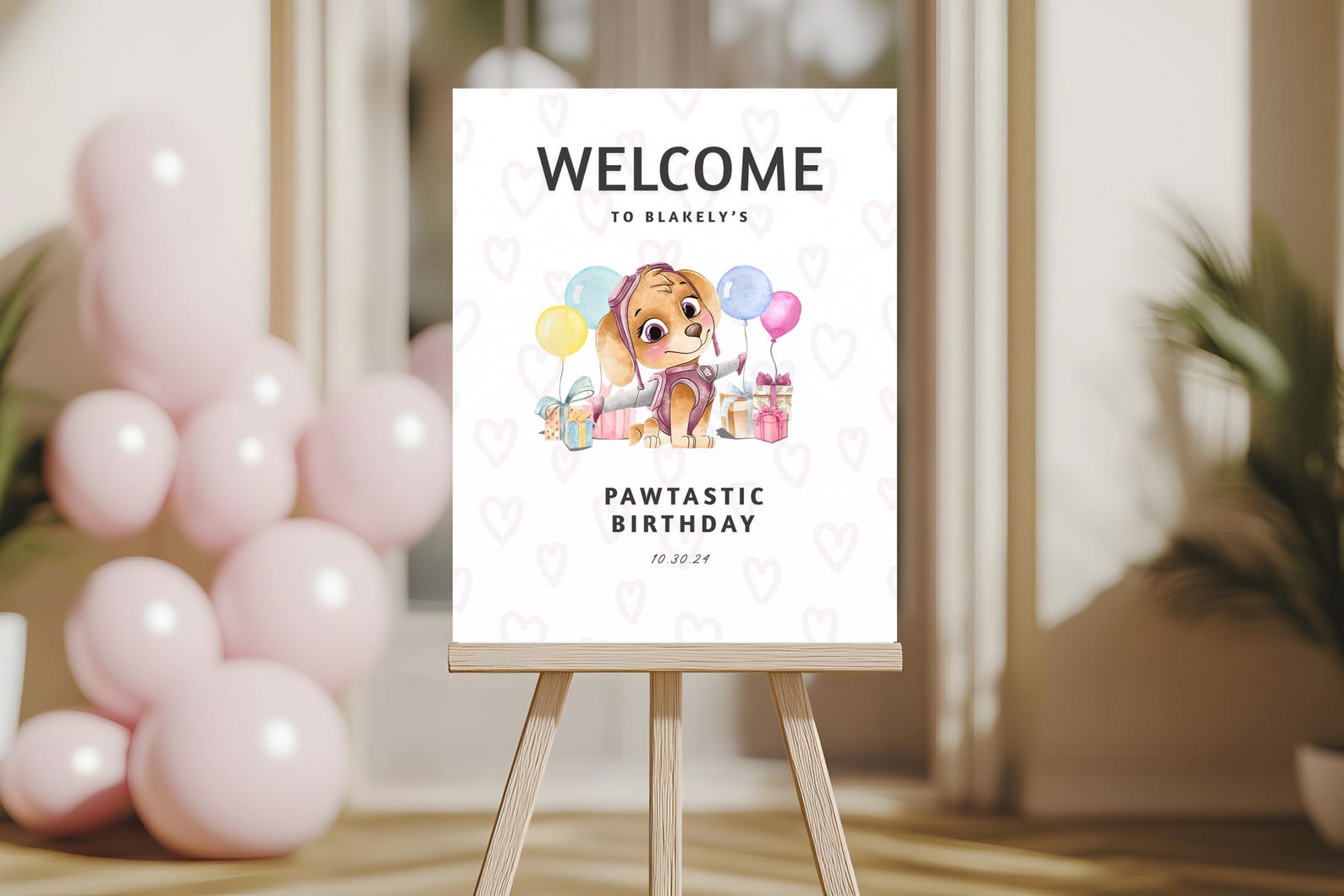 Editable Watercolor Paw - Pawty Welcome Board, Printable Welcome Sign ...