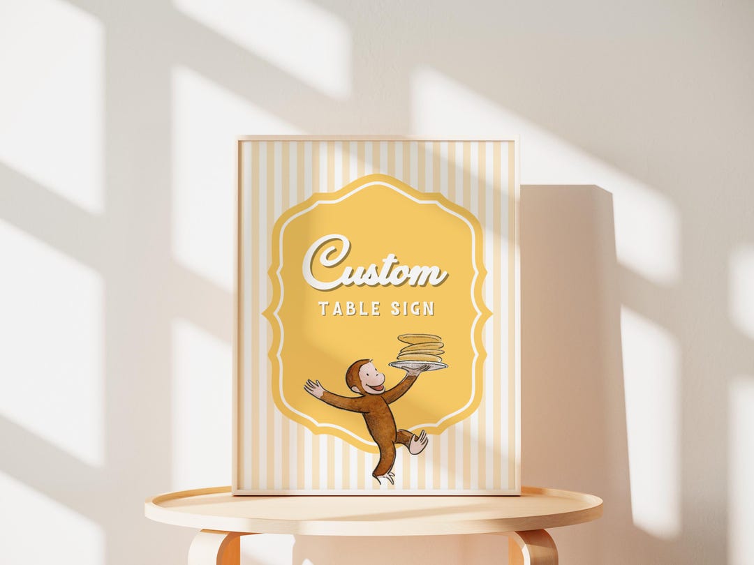 Vintage Curious George Stationary Sign, Curious Monkey Party Favors ...