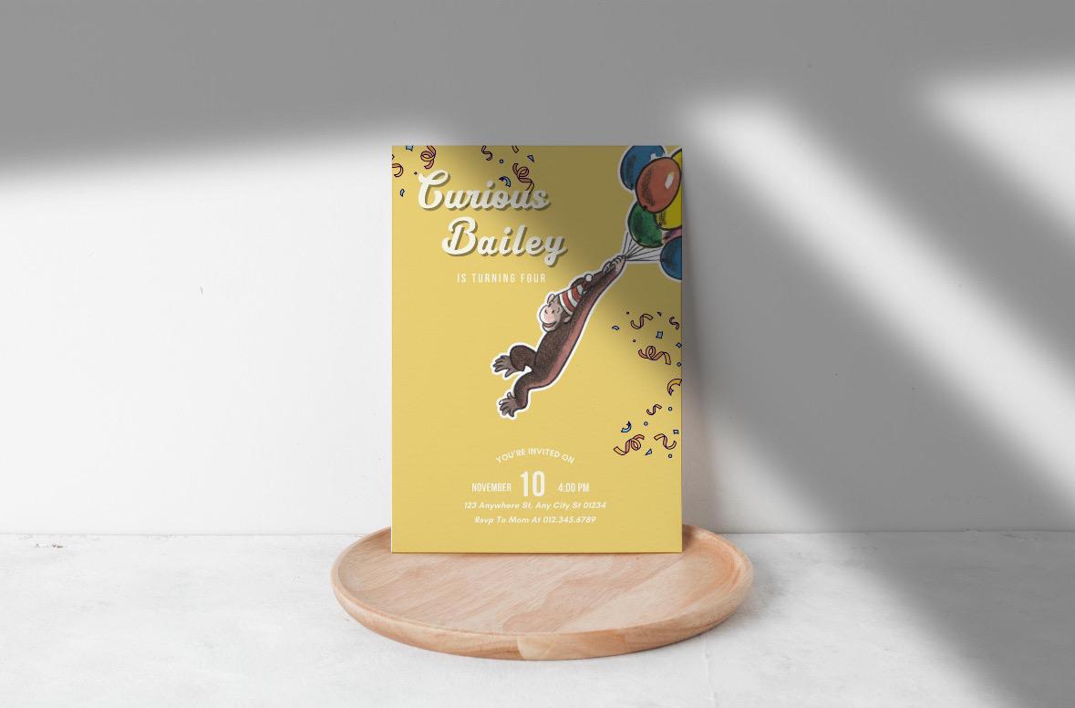 Vintage Curious George Birthday Gable Label: Editable Treat Box ...