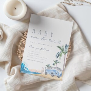 Beach Baby Shower Invitation: Surf Theme, Double Sided (digital ...