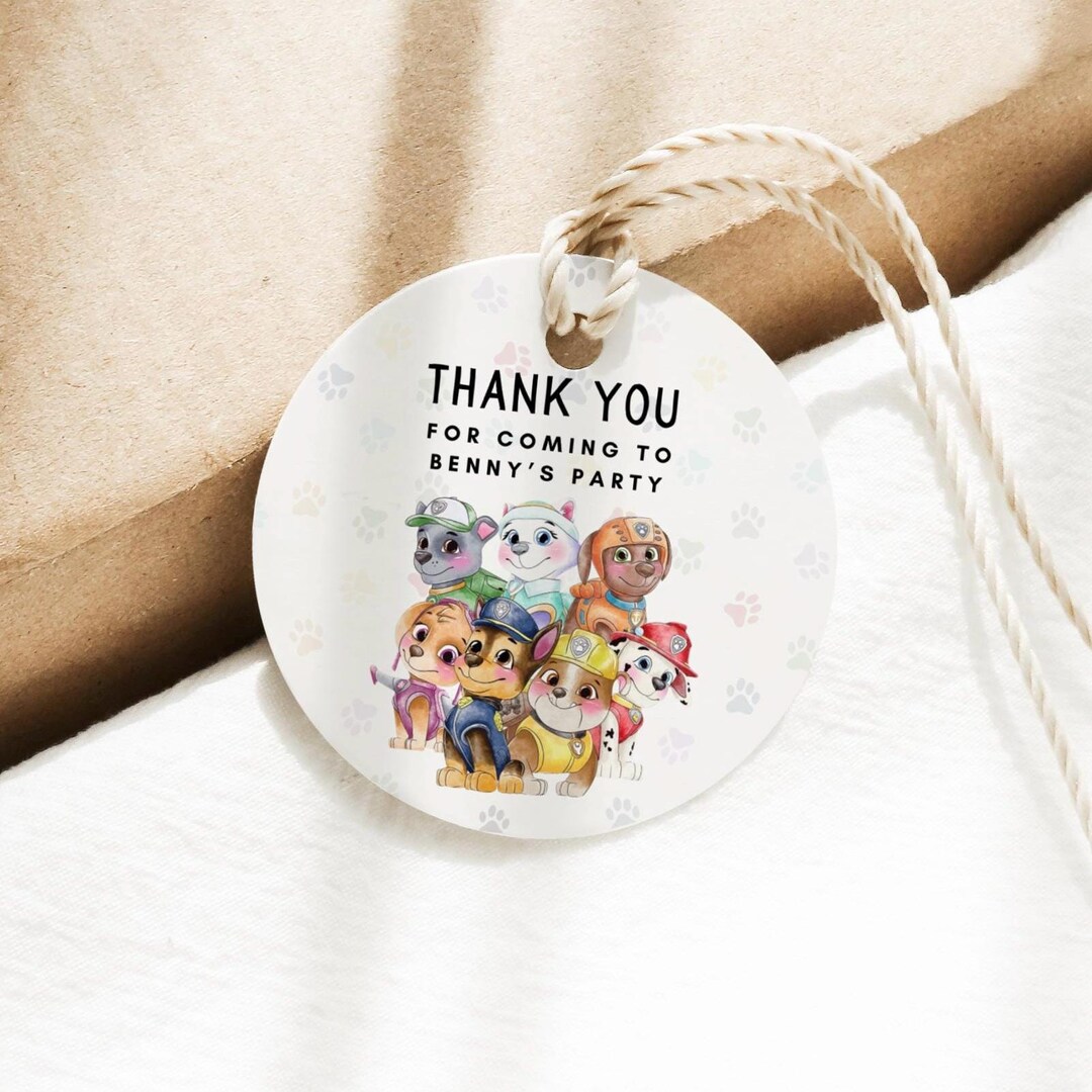 Watercolor Paw-ty Gift Tags: Editable Birthday Thank You (digital ...