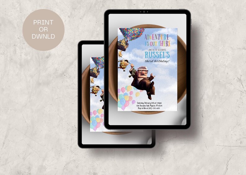 Up Birthday Invitation, Editable Template, Printable Template - Etsy