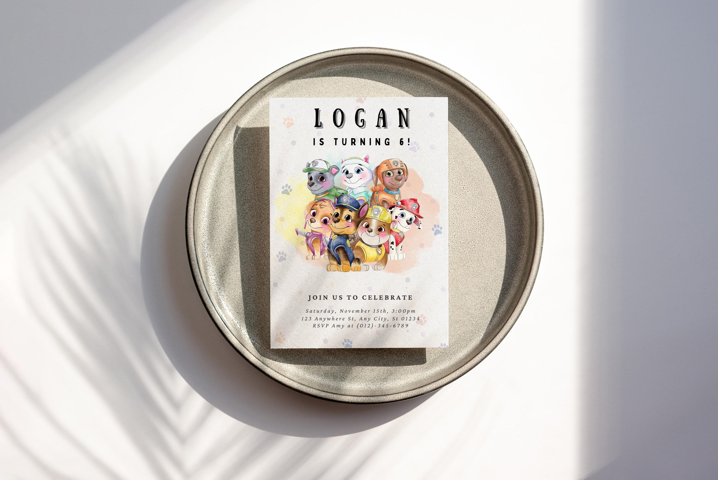 Editable Paw Party, Heroic Pups Invitation, Puppy Invite, Editable and ...